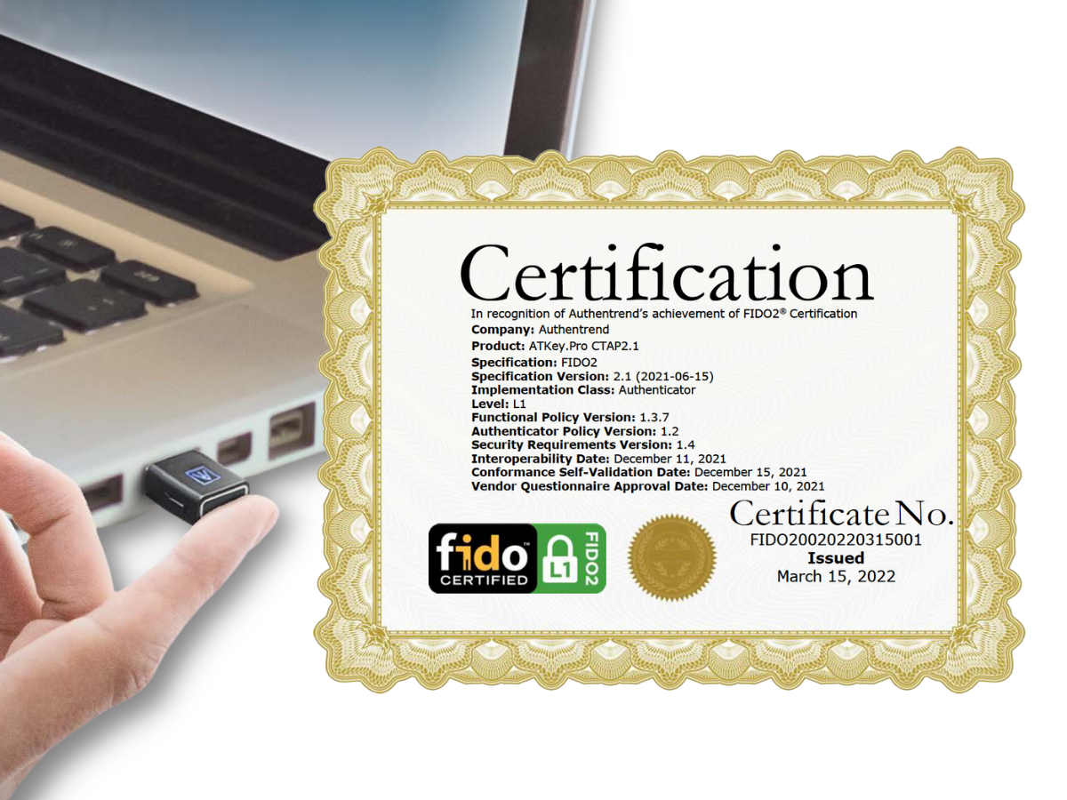AuthenTrend ATKey.Pro is now FIDO CTAP2.1 certified